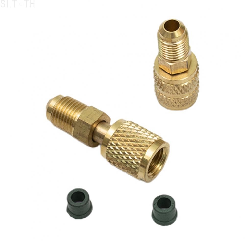 [SLTTH]AC Refrigerant Adapter Brass For Valve System Tool Gold SAE Male ...