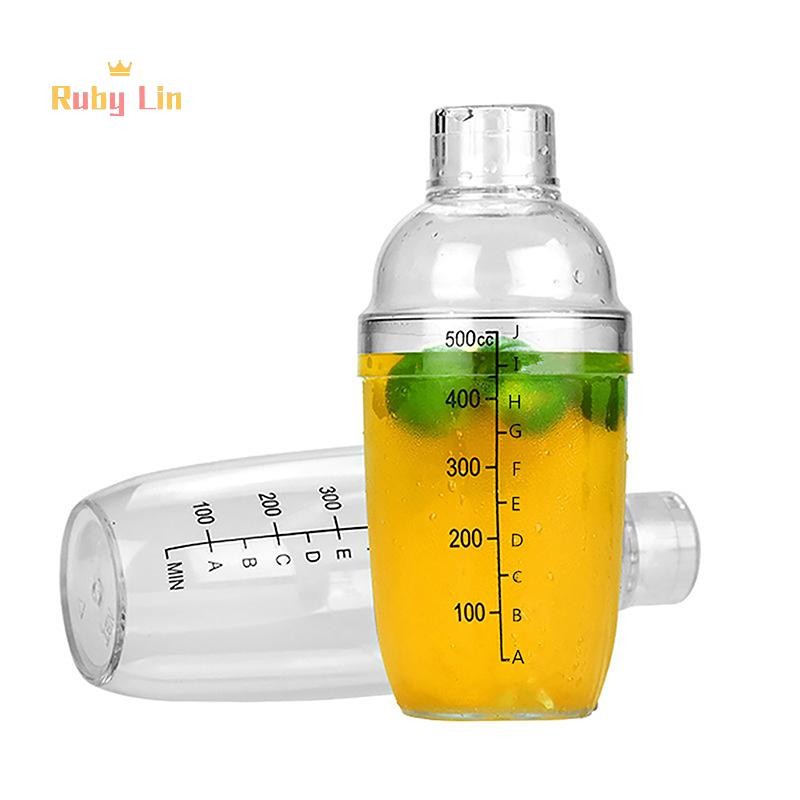 Ruby Lin พลาสติกค็อกเทล Shaker Hand Shaker ถ้วยเครื่องชั่งน้ําหนัก 350ml/530ml/700ml/1000ml นมชา ...