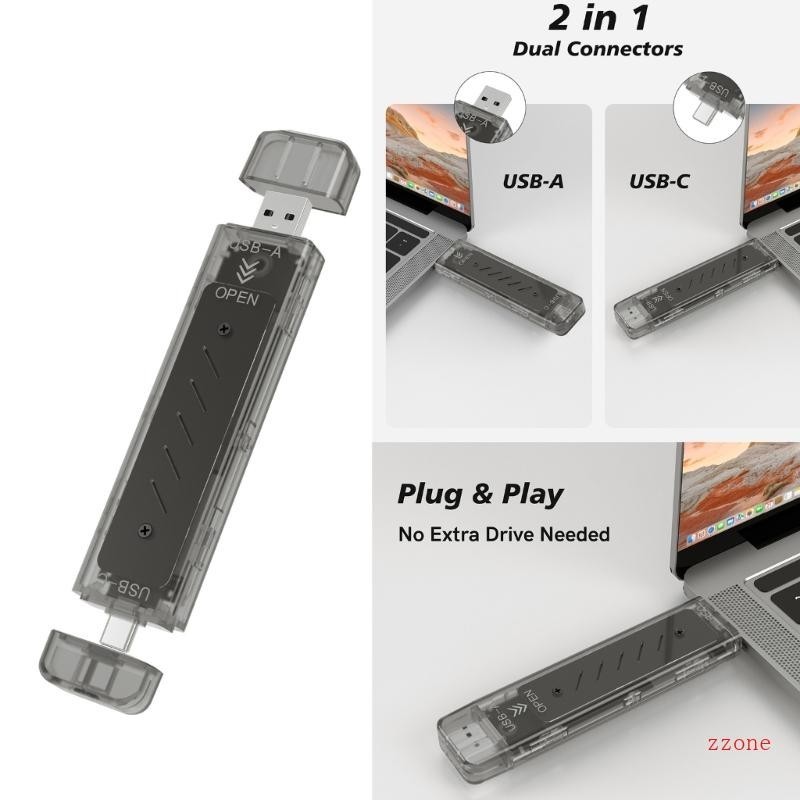 Zzz M 2 NVMe กรณี SSD Enclosure NVMe USB C USB A อะแดปเตอร์ 10Gbps USB ...
