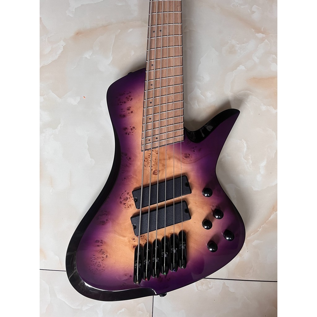 Coliseum Fanned Fret 6 String Bass, Purple Burl Burst Quilt Maple Top ...
