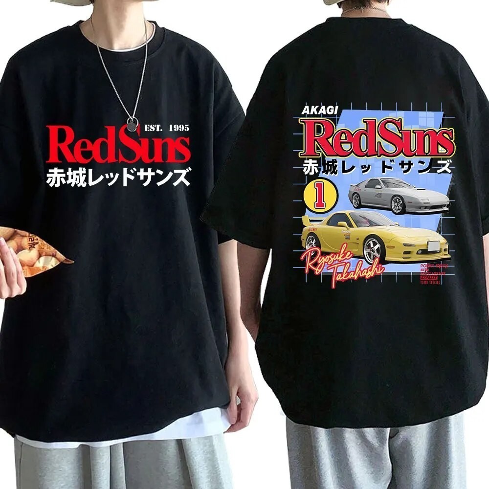 เสื้อยืด พิมพ์ลายอนิเมะ Initial D Ae86 Drift Akagi Redsuns Takumi Fujiwara R34 Skyline Gtr Jdm ...