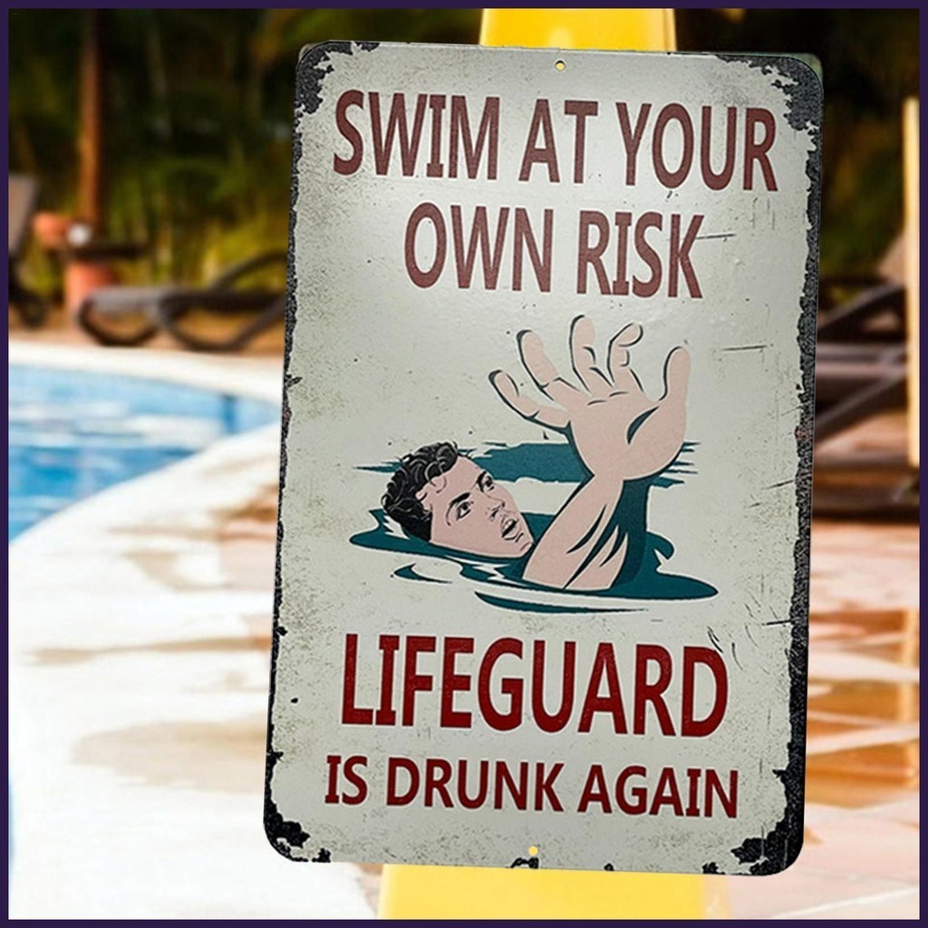 Pool Safety Signage ป้ายสถานะโลหะ Retro สไตล์ Pool Rules ป้ายโลหะ ...