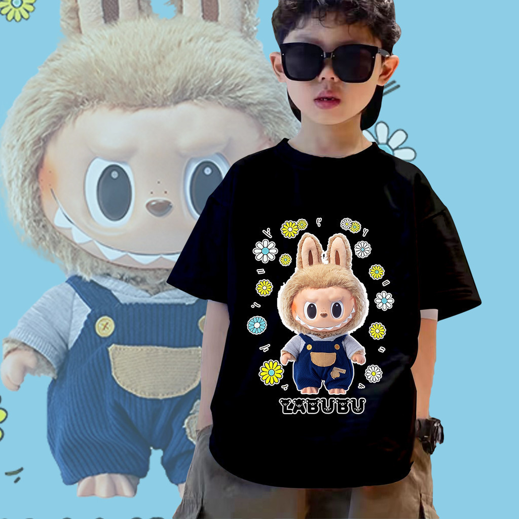 Cute Labubu T-shirt เด็กเสื้อยืดแขนสั้นพิมพ์การ์ตูนระบายอากาศ #2 ...