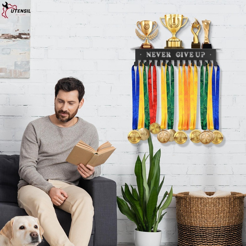 เหรียญแขวนจอแสดงผล Wall Mount โลหะ Trophy Rack ติดตั ้ งง ่ ายเหรียญ ...