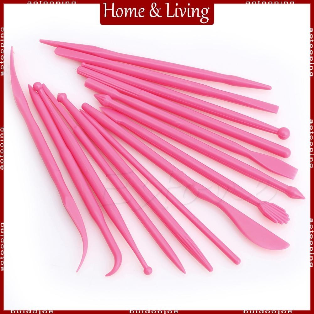 Aoto 14 ชิ้นเค้กร้อน Modelling เครื่องมือ DIY Fondant Clay Cutter Carve ...