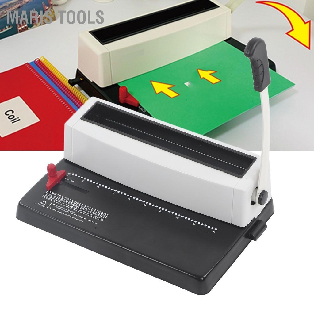 Maris Tools Spiral Coil Binding Machine Humanized Handle Round Hole Punch Wire Binder for Letter ...