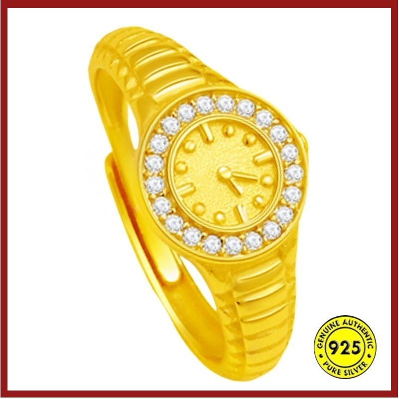 ใหม่ Alluvial Gold Small Timepiece Watch Couple Trend Ring | Shopee ...