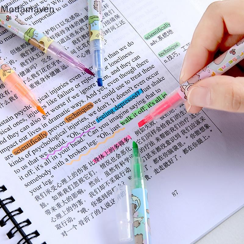 Mnd 6 ชิ้นการ์ตูนน่ารัก Capybara Double Headed ปากกาเรืองแสงนักเรียน ...