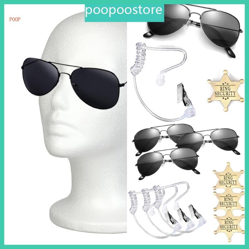 Poop Secret Agent คอสเพลย์เครื่องแต่งกายพร้อมแว่นกันแดด Earpiece และ ...