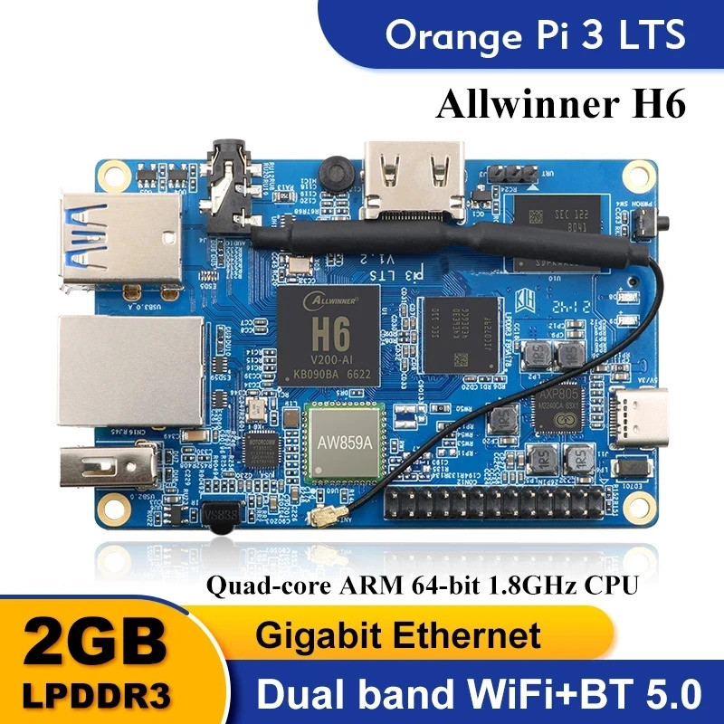 [In stock]Orange Pi 3 LTS 2G8G EMMC with HDMI+WIFI+BT5.0, AllWinner H6 SoC,Open Source Board ...