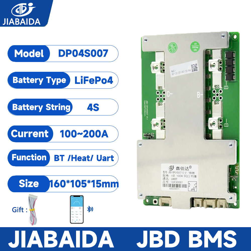 Jbd สมาร์ท BMS 4S 12V 100A 150A 200A Lifepo4 BMS บลูทูธในตัว Passive ...