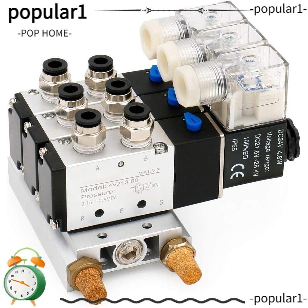Pop Solenoid Valve, 5 Way 3 Space 4V210-08, Quick ฟิตติ้งฐานชุด Triple ...