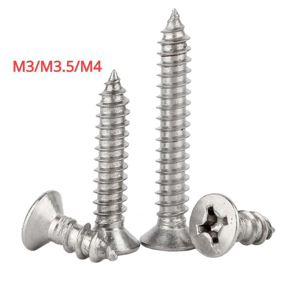 [YMH1] สกรูเกลียวปล่อย สแตนเลส 304 หัวเตเปอร์ หัวเรียบ แฉก F+ น็อต สกรู เกลียวปล่อย ปลายแหลม M3 ...