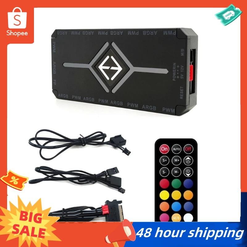 พร้อมสต็อก ARGB PWM Controller รีโมทคอนโทรลไร้สายพัดลม Hub PWM ARGB ...