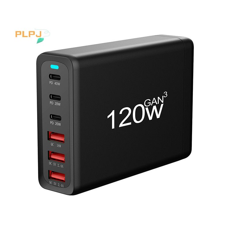 Plpj 120W 200W GaN Charger 6 พอร์ต USB Type C PD Charger Quick Charge 3.0 USB Type C Quick ...
