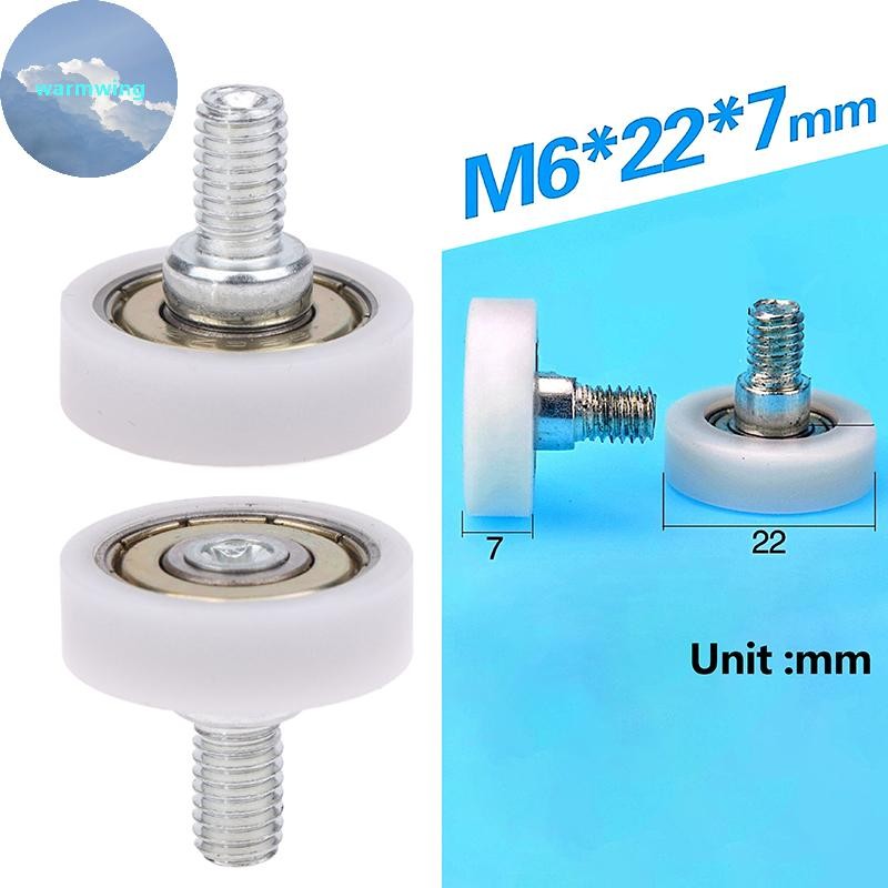 Warmwing 1PC M6*22*7 ด้ายภายนอกพลาสติก Arc ทรงกลมนูนล้อสกรูแบริ่งลูกกลิ้งลิ้นชักอุปกรณ์กลอุปกรณ์ ...