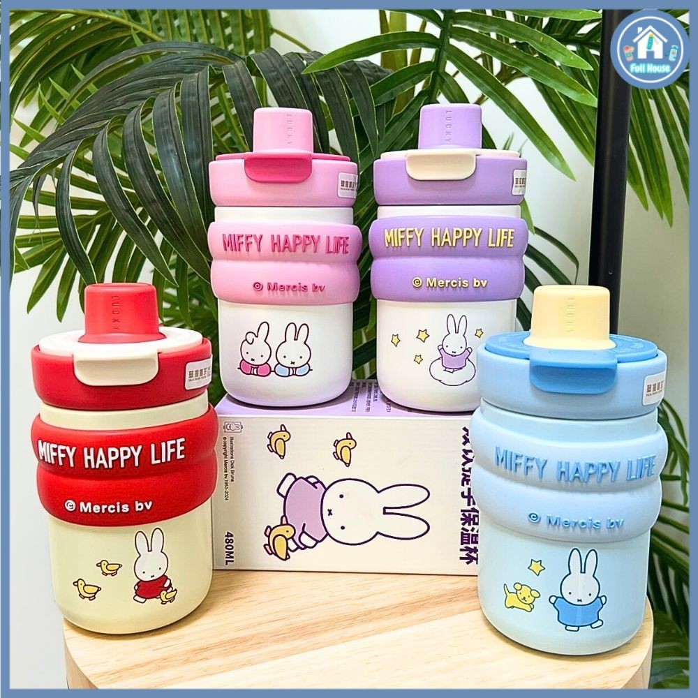 แก้วน้ำเก็บความเย็น-ความร้อน แบบมีหูหิ้วพร้อมหลอด สแตนเลส316 ลายสกรีนการ์ตูน ขนาด 480ML. HM ...