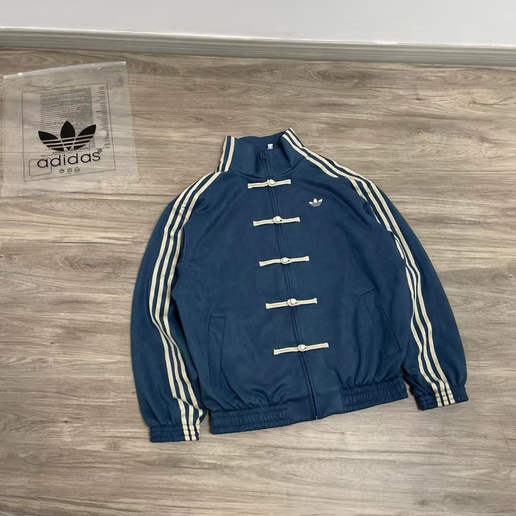 Adidas Originals ผู้ชายและผู้หญิงจีน Tang Dynasty แผ่นปุ่ม Denim กีฬา ...