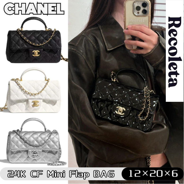 Chanel 24K CLASSIC CF Mini Flap Bag ชาแนลหนังสิทธิบัตร/กระเป๋าถือ ...