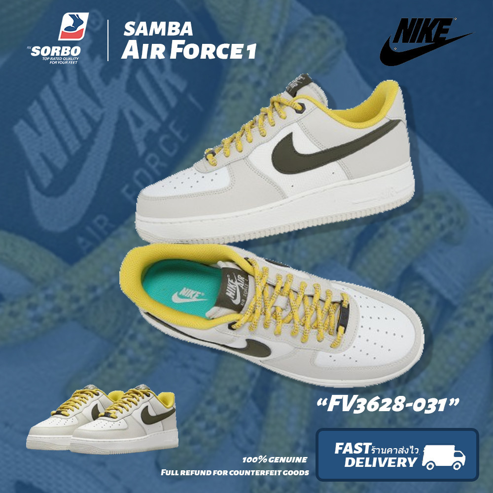 ของแท้ 100 %ไนกี้ Nike Air Force 1 Low '07 PRM "Light Bone/Vivid Sulfur ...