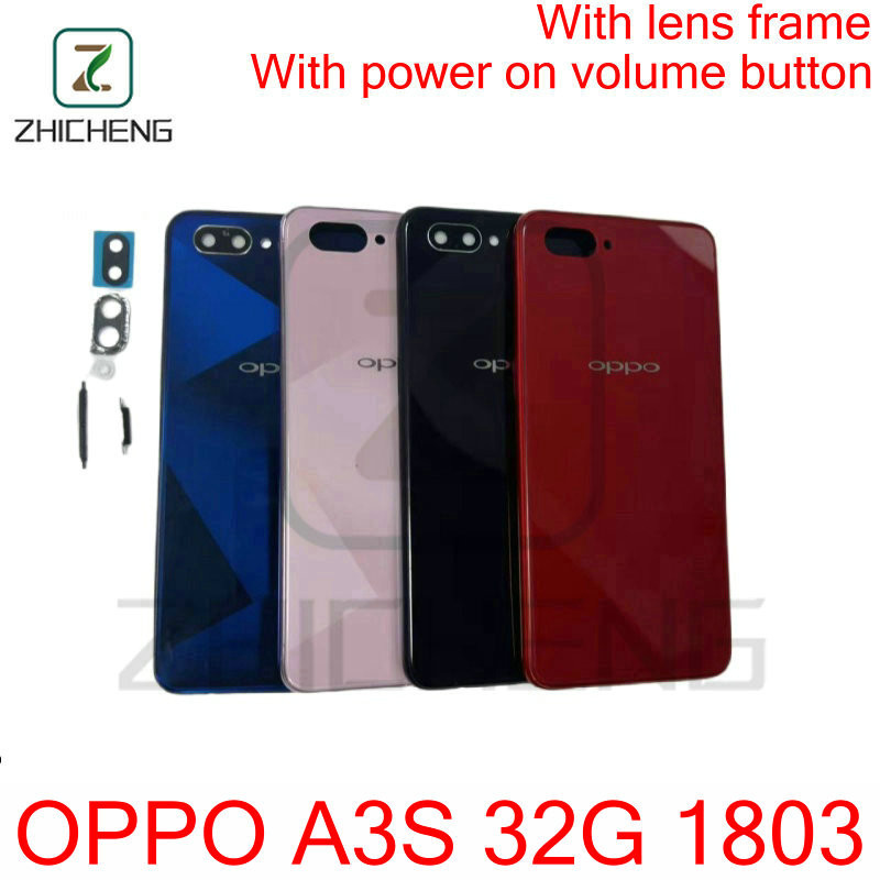 สําหรับ OPPO A3S 32G 1803 ฝาครอบประตูแบตเตอรี ่ พร ้ อมกรอบเลนส ์ และปุ ...