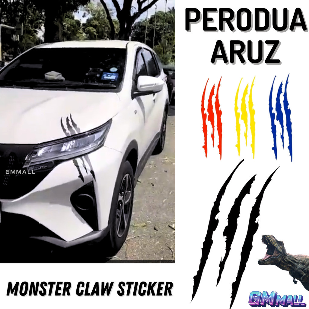 Perodua aruz LAMA Monster Claw Scratch Mark Decal สติกเกอร์กันชนโคมไฟ ...