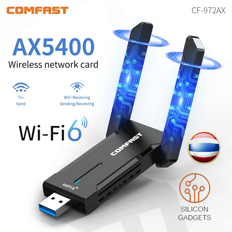 COMFAST CF-972AX AX5400 USB WiFi 6E Tri-band 2.4G + 5G + 6G Gaming Free ...