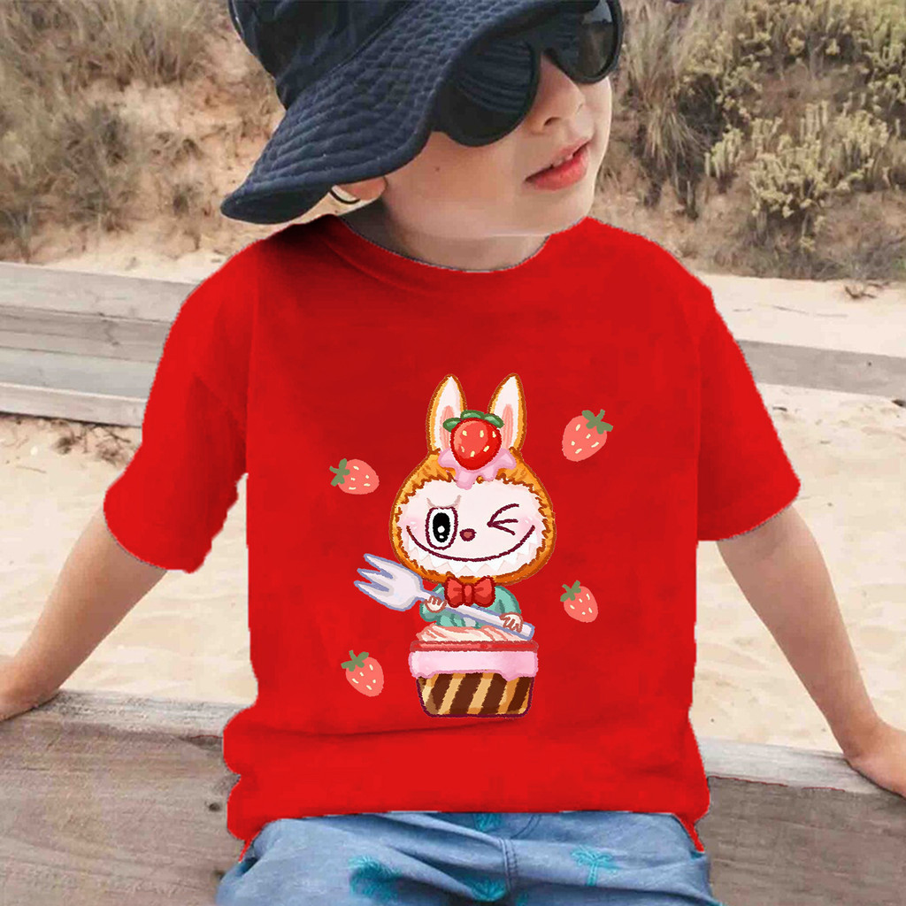 2024 แฟชั ่ นเด ็ กเสื ้ อยืด Labubu Labu Boo Pop Mart สบายสไตล ์ ...