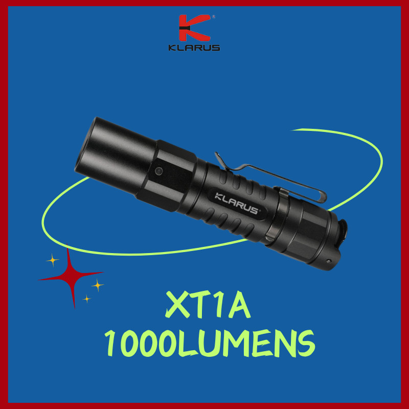 Klarus XT1A ไฟฉายยุทธวิธี LED ชาร์จ USB XP-L HD V6 LED สูงสุด 1000 ลูเ ...