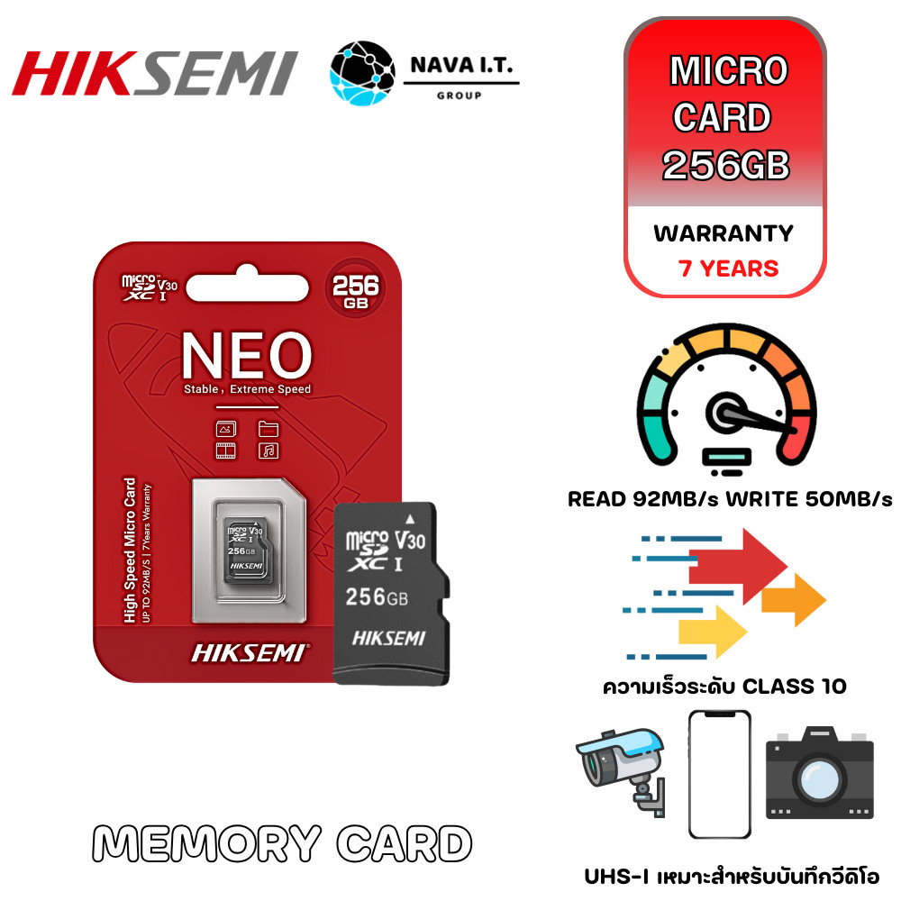 HIKSEMI NEO C1 256GB HIGH SPEED MICRO CARD CLASS 10 รับประกันศูนย์ 7 ปี (HS-TF-C1) | Shopee Thailand