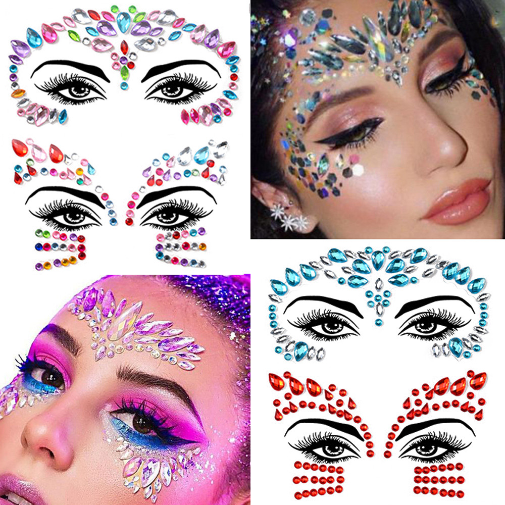 Body Makeup 3D Diamond Face Eyebrow Gems Shiny Glitter DIY ความงาม Self ...