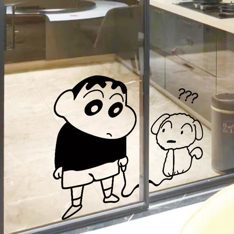 สติ๊กเกอร์ติดประตูกระจกน่ารักการ์ตูนตัวอักษร Crayon Shin-Chan Pattern ...