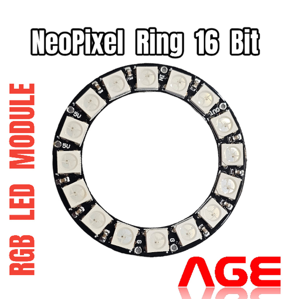 NeoPixel Ring 16 WS2812 RGB 5050 LED เส้นผ่านศูนย์กลาง 45mm | Shopee ...