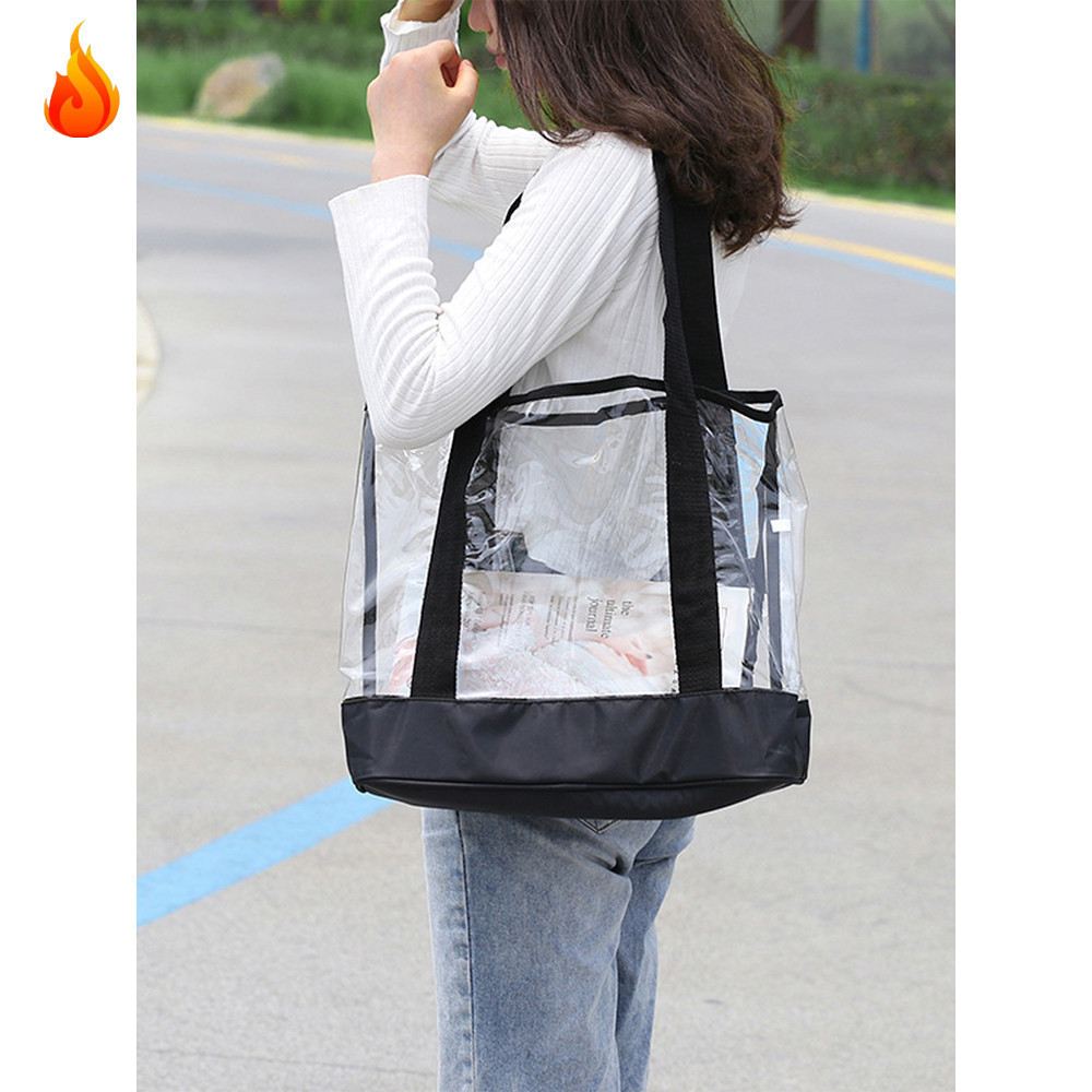 【LQZ 】Vinyl Tote Bag Pool Bag Clear Large Capacity Spa Bag Gym Hot ...
