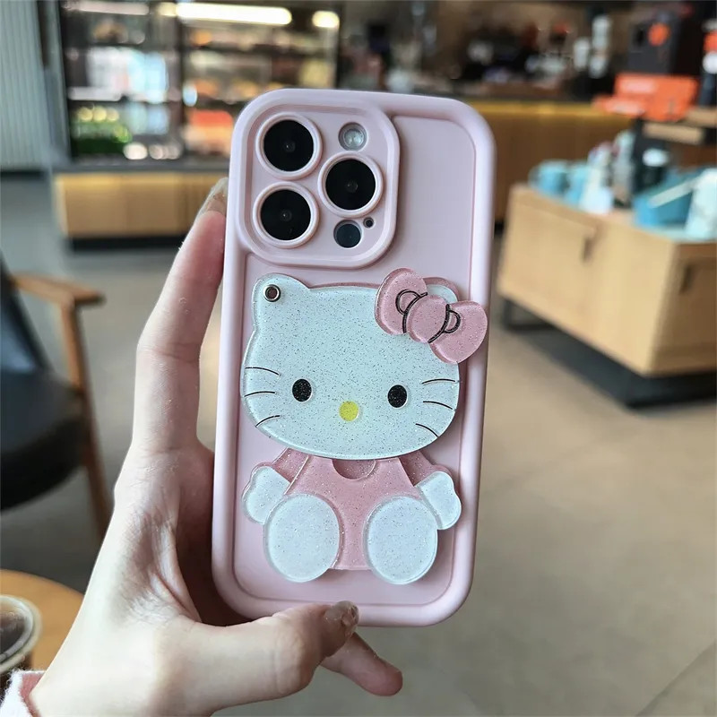 Sanrio Hello Kitty กระจกแต่งหน้าเคสโทรศัพท์สําหรับ Xiaomi Poco X6 X5 M6 M5S M3 M2 X3 X4 GT F5 M3 ...