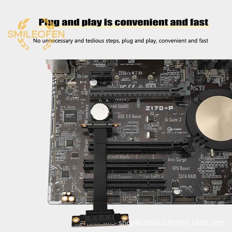 [Smileofen] Pcie X1 Riser Cable Dual 90 องศามุมขวาสายต่อ PCI Express 1x ...