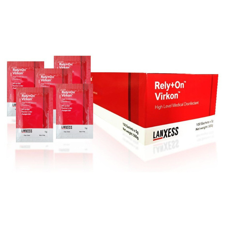 Rely+On Virkon รีไล+ออน เวอร์คอน ผงละลายน้ำ ซองแดง 5 กรัม 100 ซอง [1 ...
