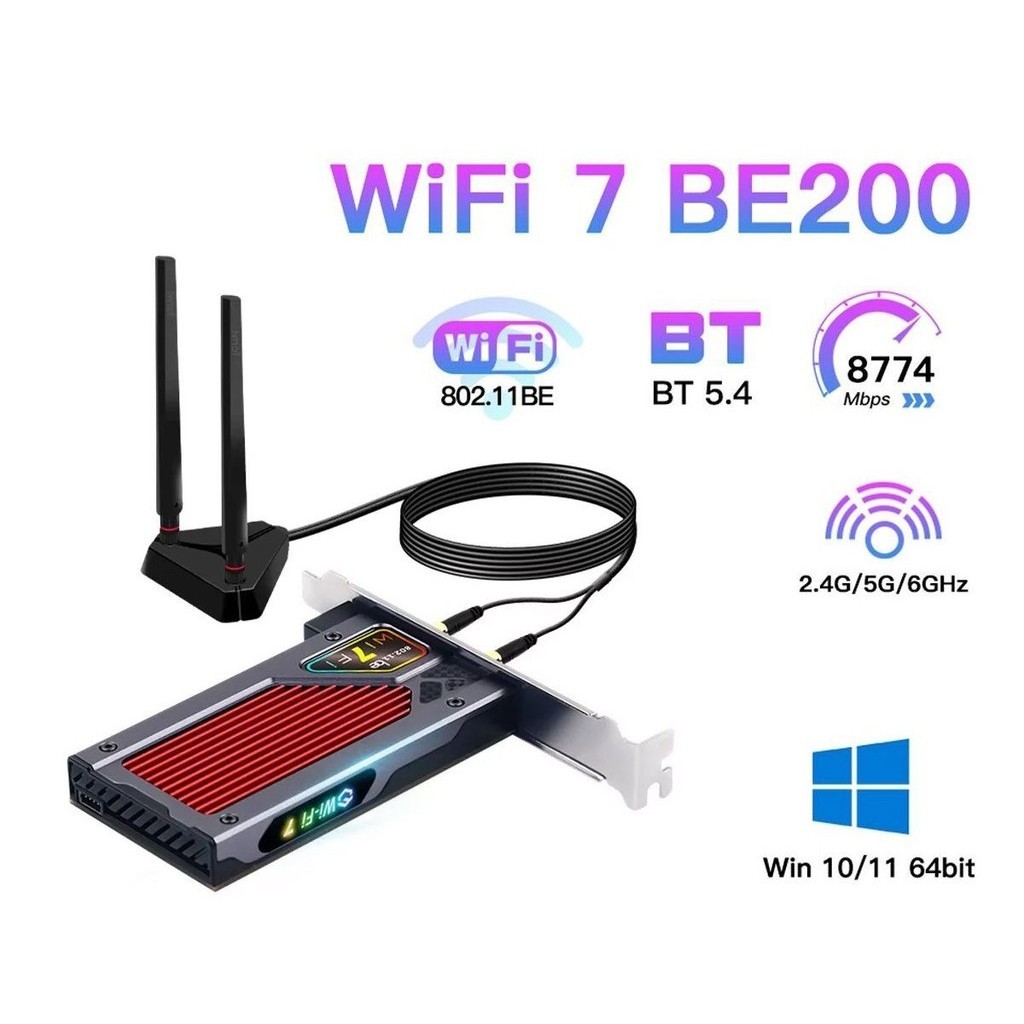 Fenvi FV-BE8800RGB WiFi 7 Intel BE200 Tri-Band 8774Mbps BT5.4 PCIe Wifi ...