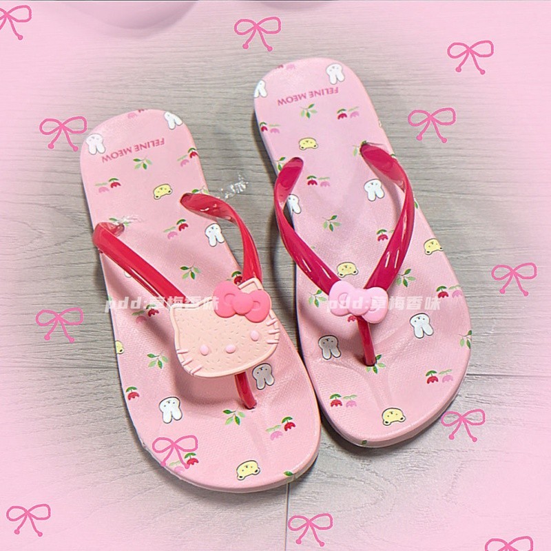 [Haroro] Sanrio Hello Kitty รองเท้าแตะหวานญี่ปุ่น Kitty Contrast สี ...