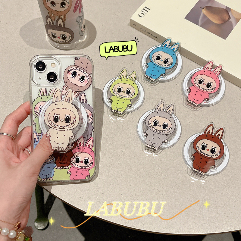 การ ์ ตูน Labubu Magnetic Attraction Bracket Hard อะคริลิคกันกระแทกเคสโทรศัพท ์ สําหรับ IPhone ...
