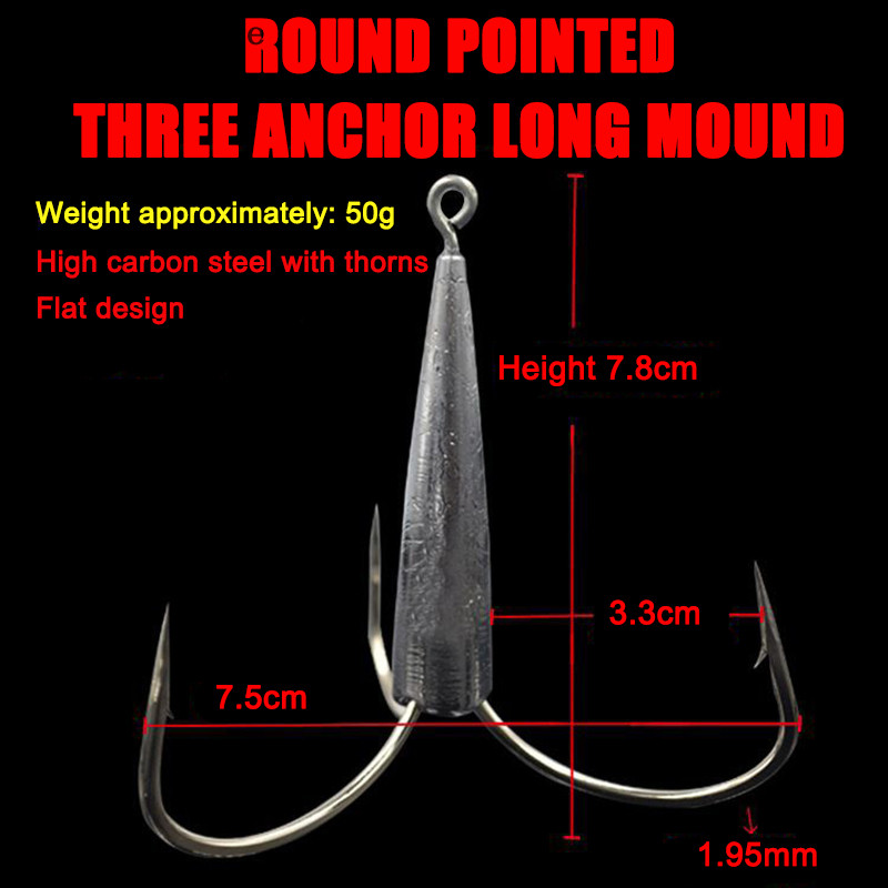[ Thousandvoice ] Anti Rust Ocean Treble Hooks Super Large Three Anchor ...