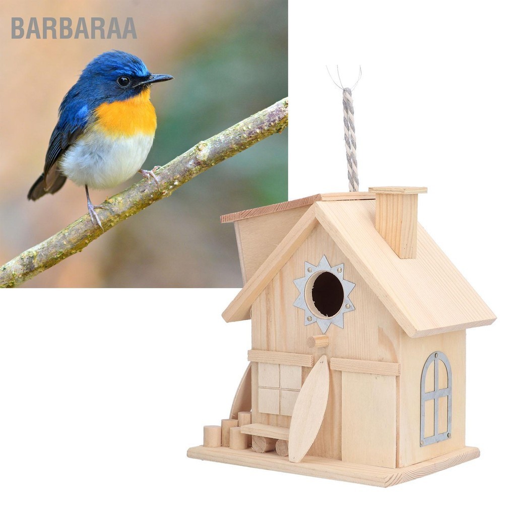 Barbaraa บ้านนกไม้กลางแจ้งสไตล์ชนบทแขวนสวนตกแต่งรังนกสำหรับ Swallow ...