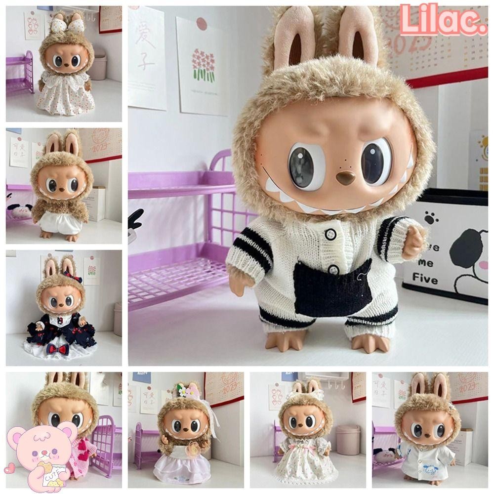 เสื้อผ้าตุ๊กตา LILAC, Labubu Time To Chill Filled 37 ซม., Kawaii Multi ...