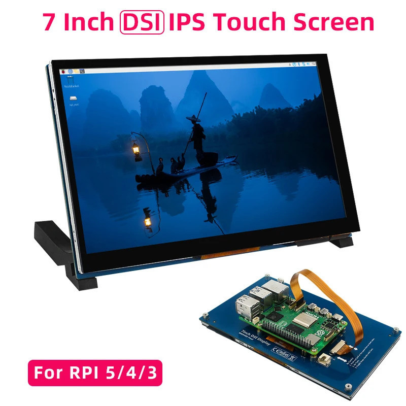 7 นิ้ว DSI หน้าจอสัมผัสสําหรับ Raspberry Pi 5 4B 3B + 3B จอแสดงผล IPS ...