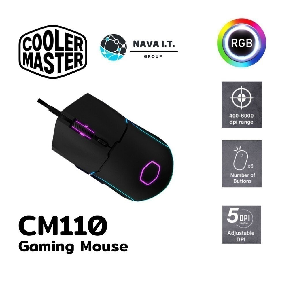 ⚡️กรุงเทพฯด่วน1ชั่วโมง⚡️ COOLER MASTER CM110 RGB GAMING MOUSE รับประกัน ...