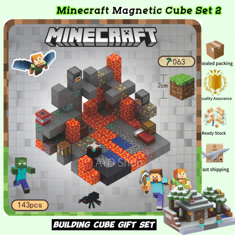 Minecraft my world magnetic cube building blocks DIY อุปกรณ์ต่อพ่วงแม่เหล็กของเล่นเหมืองประกอบ ...