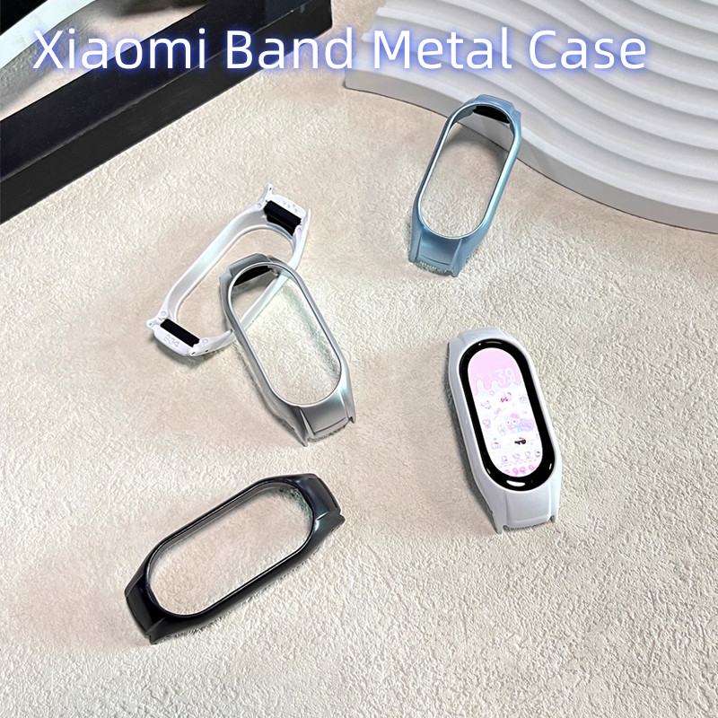 Cnagain สําหรับ Mi Band 7/6/5/4/3 รุ่น NFC ฝาครอบป้องกันโลหะ Bright frosted hollow เกราะป้องกัน ...