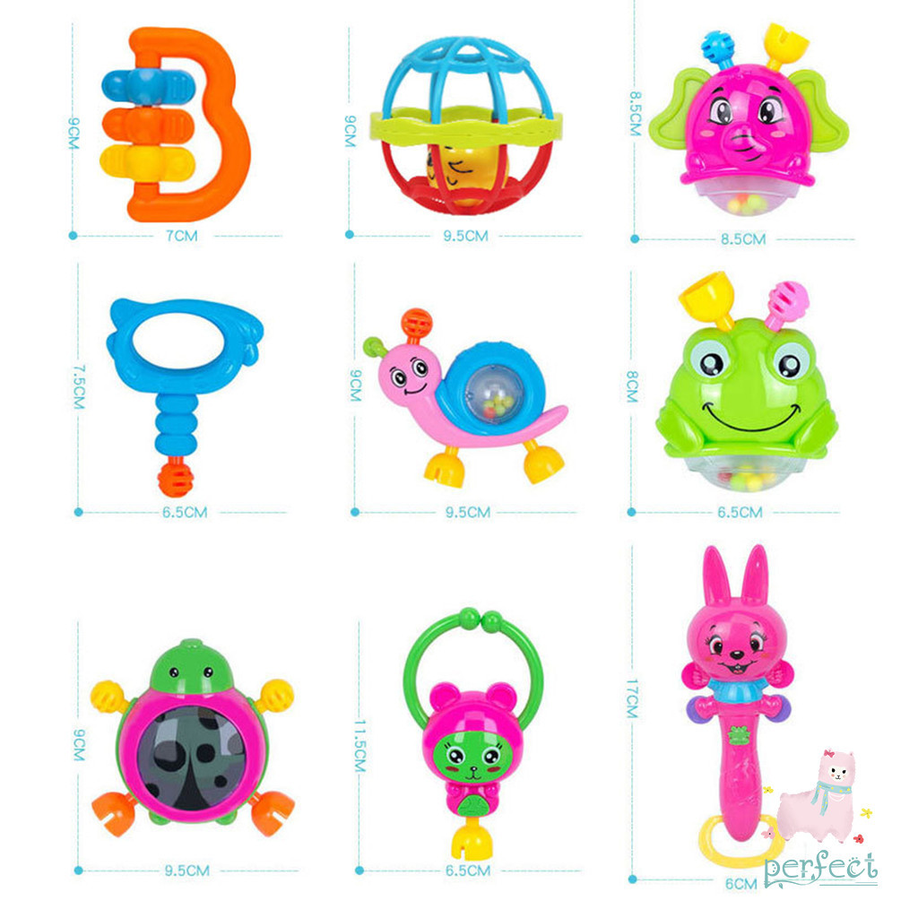 Baby Rattle Set 3-12M ทารกการ์ตูน Rattle ของเล่น Rattle ยางกัดชุด ...