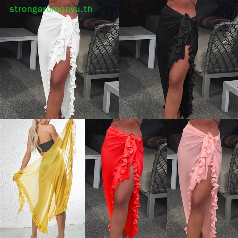 Strongaromonyu ผู้หญิงชีฟองดูผ่าน Beach บิกินี่ Cover Up Wrap ผ้าพันคอ ...