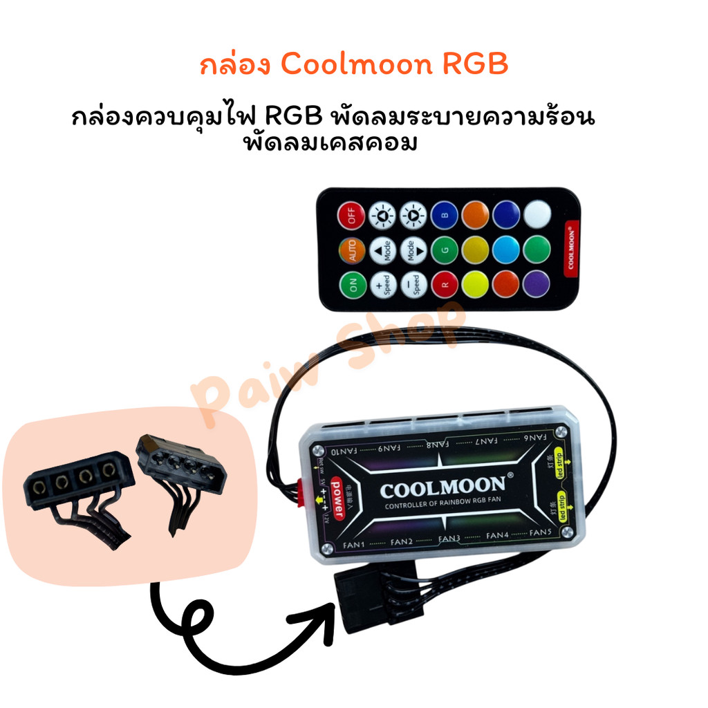 กล่อง Coolmoon RGB Cooling Fan Controller กล่องควบคุมไฟ RGB พัดลมระบาย ...